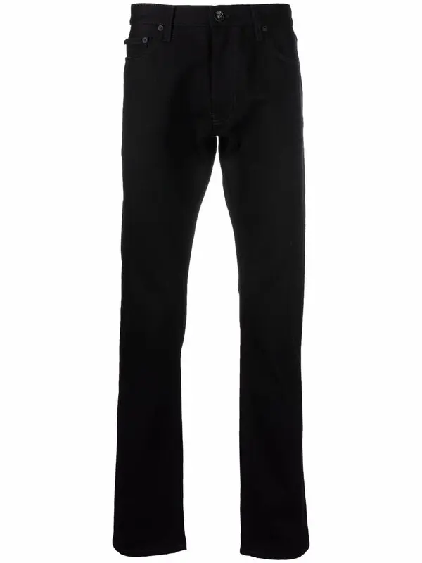 Off-White Diag-stripe Print Slim Fit Jeans - Black