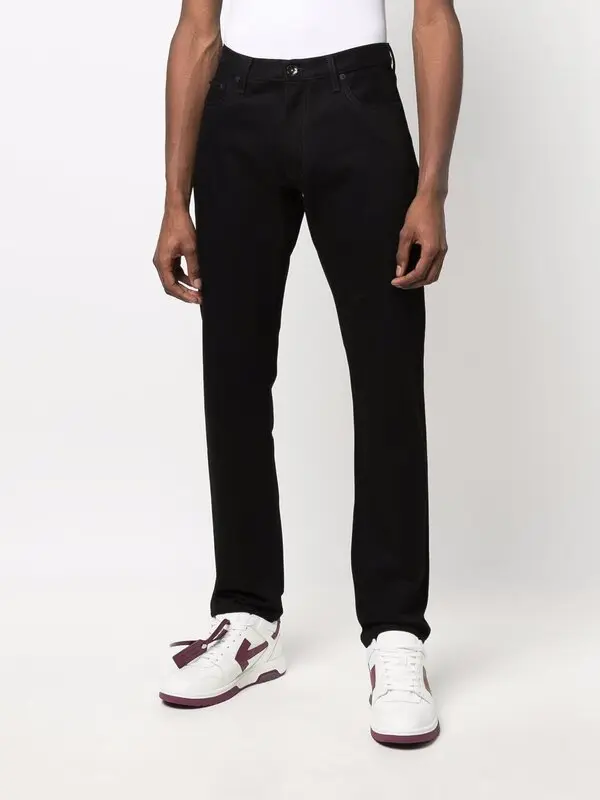 Off-White Diag-stripe Print Slim Fit Jeans - Black