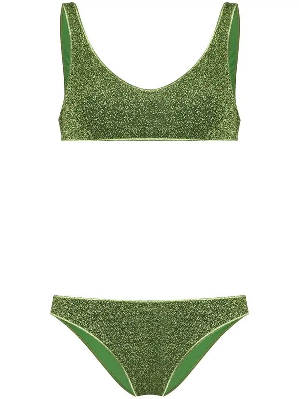 Oseree Lumière Sporty Lurex Bikini Set - Green