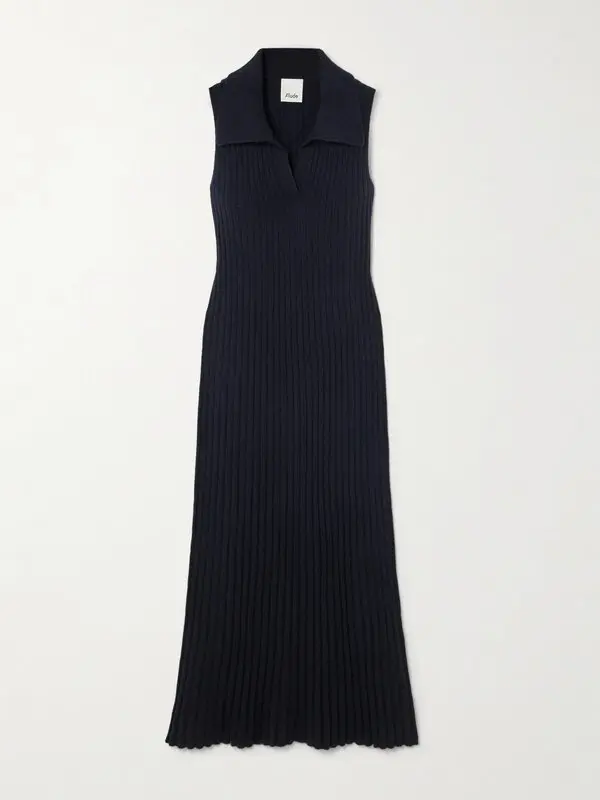 ALLUDE Ribbed Cashmere Midi Dress