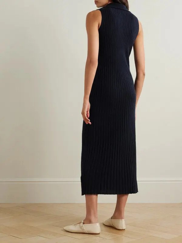 ALLUDE Ribbed Cashmere Midi Dress