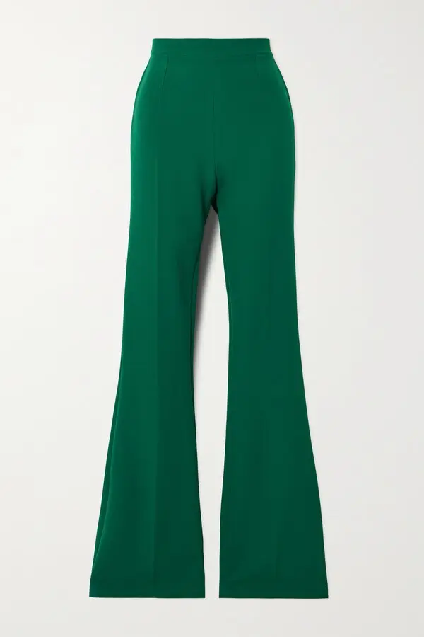 Safiyaa Alexa Stretch-crepe Flared Pants - Green