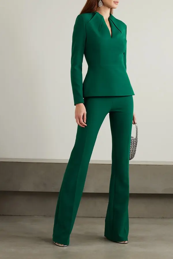 Safiyaa Alexa Stretch-crepe Flared Pants - Green