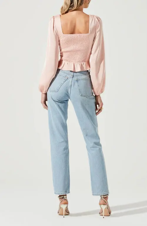 Astr The Label Satin Peplum Top