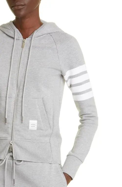 Thom Browne 4-bar Cotton Hoodie - Light Grey