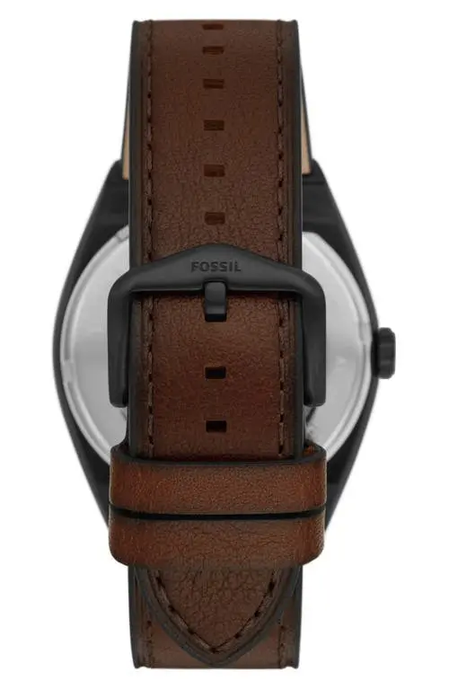 Fossil Everett Skeleton Leather Strap Watch