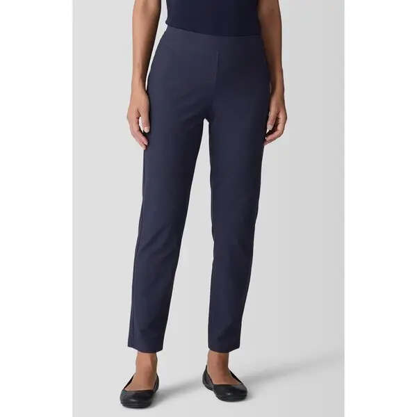 Eileen Fisher Slim Ankle Stretch Crepe Pants - Ink