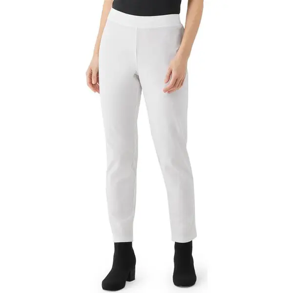 Eileen Fisher Slim Ankle Stretch Crepe Pants - White