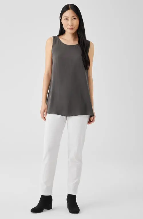 Eileen Fisher Slim Ankle Stretch Crepe Pants - White