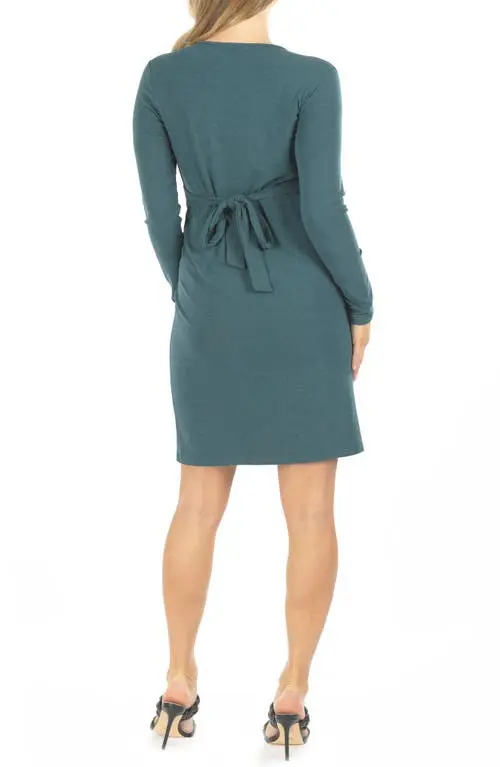 ANGEL MATERNITY Crossover Neckline Nursing Dress - Teal