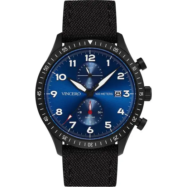 VINCERO Altitude Chronograph Strap Watch - Matte Black/cobalt