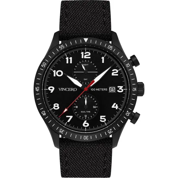 VINCERO Altitude Chronograph Strap Watch - Matte Black/red