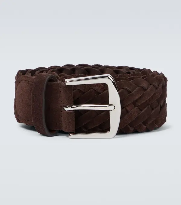 Loro Piana Alsavel Braided Suede Belt - Brown