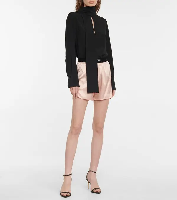 TOM FORD High-rise Silk-blend Satin Shorts