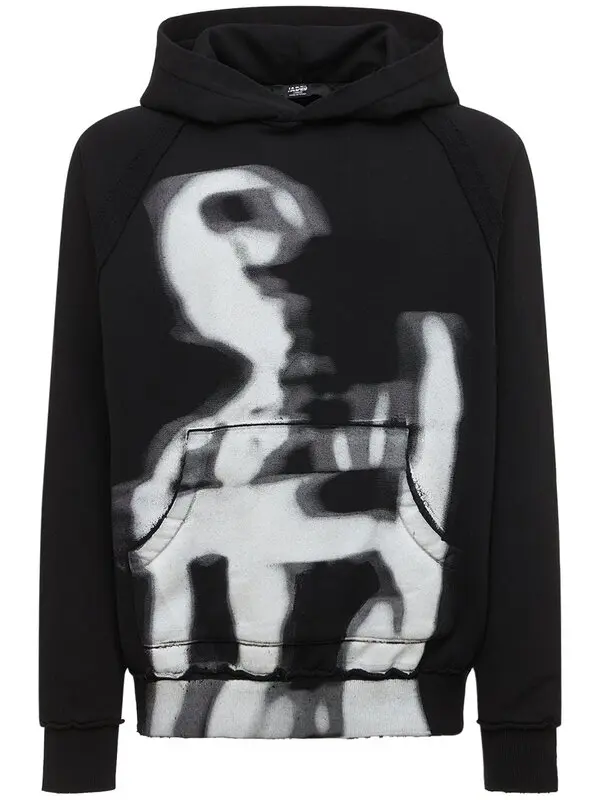 Jaded London Washed Torso Print Hoodie In Black - 40% Off