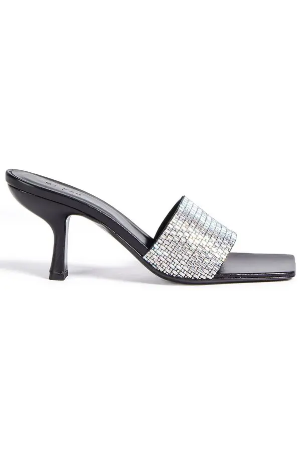 By Far Dylan Crystal-embellished Metallic Leather Mules Metallic
