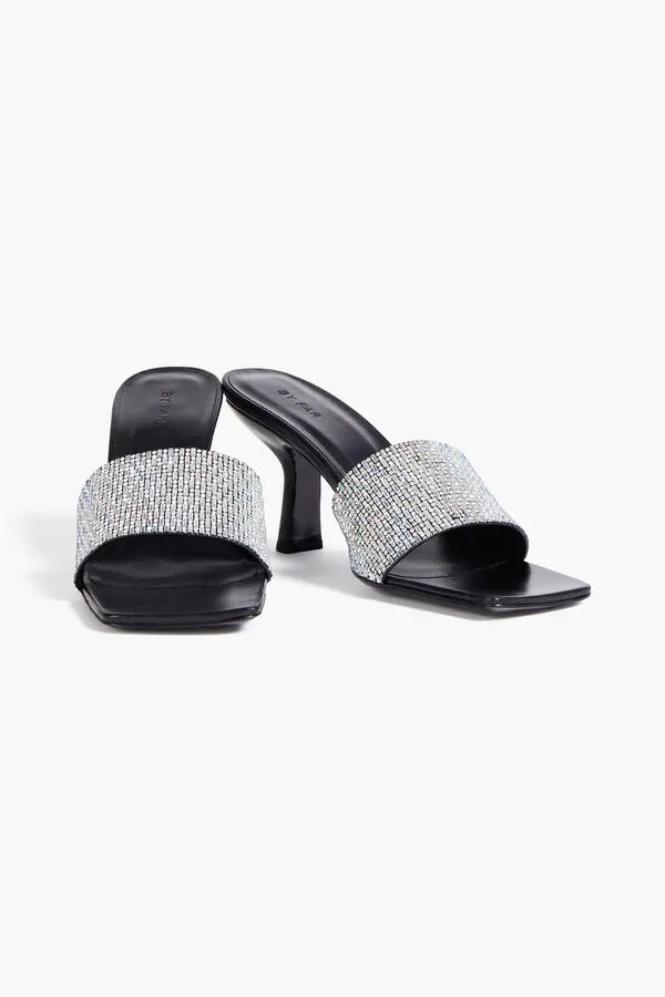 By Far Dylan Crystal-embellished Metallic Leather Mules Metallic