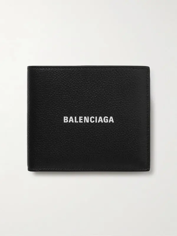 Balenciaga Logo-print Full-grain Leather Billfold Wallet - Black