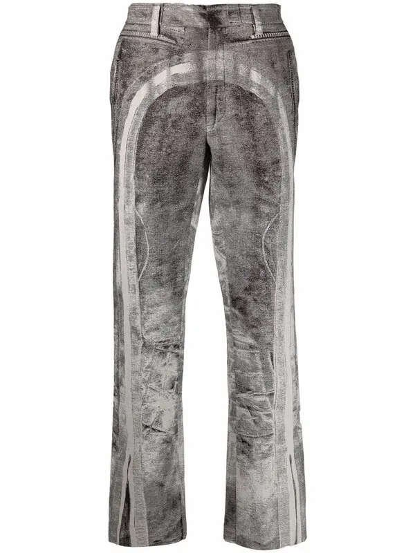 DIESEL® Trompe L'oeil Print Straight-leg Jeans - Grey