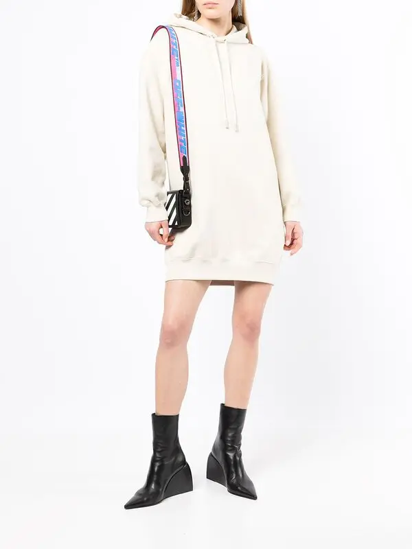 Off-White Diag-stripe Print Sweatshirt Dress - Neutrals