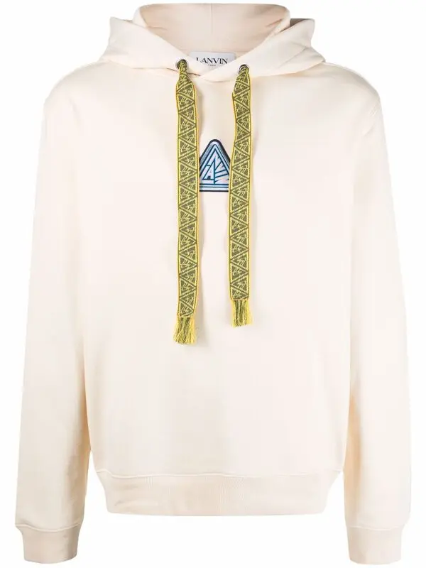 LANVIN Logo Print Hoodie - Neutrals