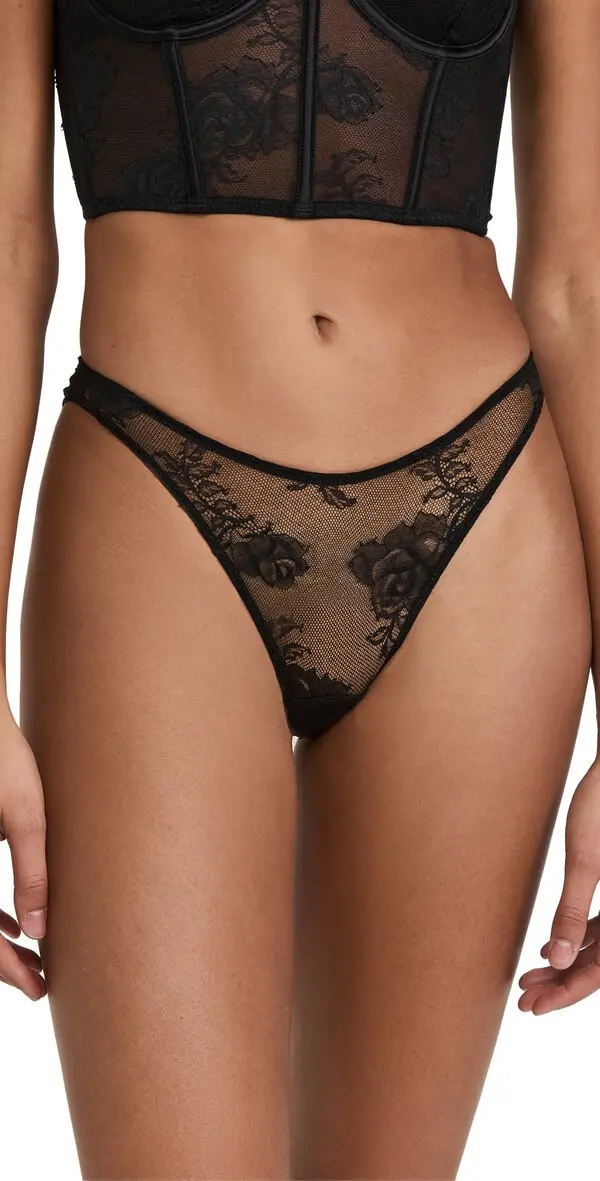 Fleur Du Mal Bouquet Lace Cheeky Panties - Black