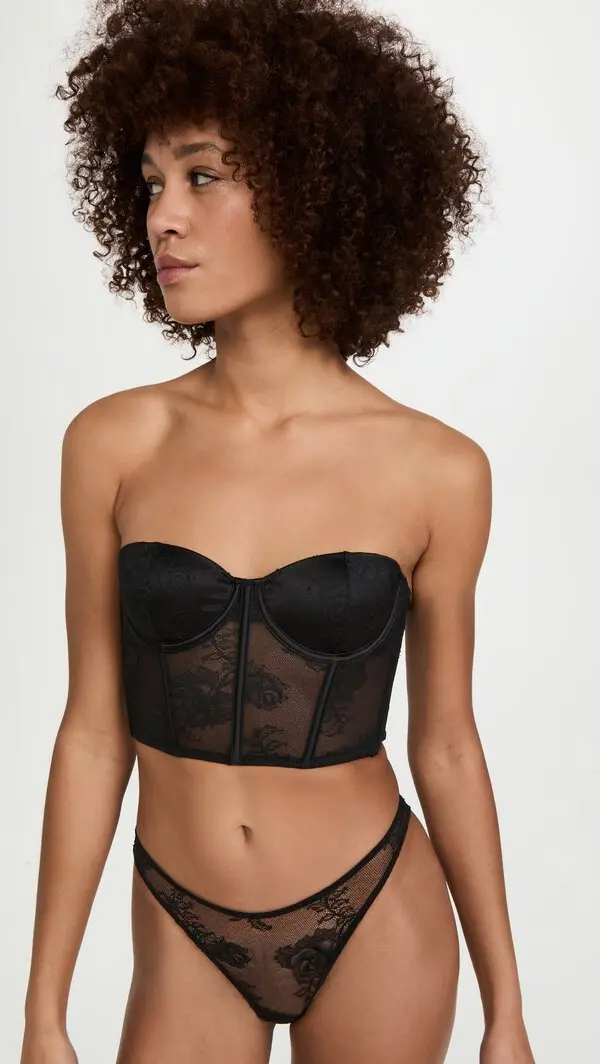 FLEUR DU MAL Bouquet Lace Cheeky Panties - Black