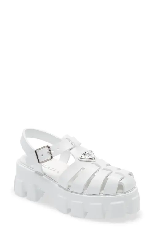 Prada Monolith Platform Fisherman Sandal - Bianco