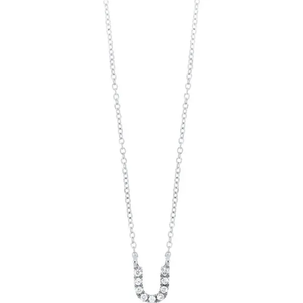 Bony Levy Icon Diamond Initial Pendant Necklace - 18k White Gold - U