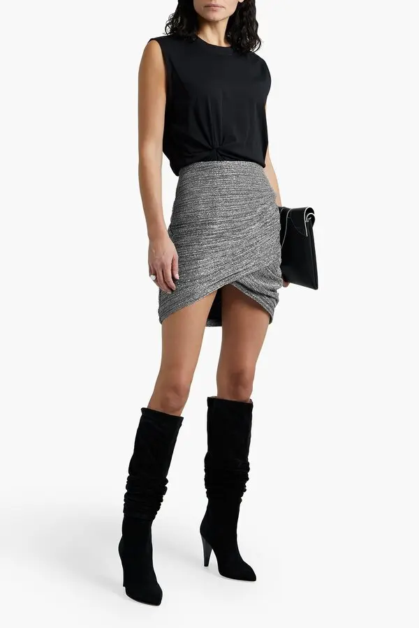IRO PARIS Brendal Wrap-effect Lamé Mini Skirt