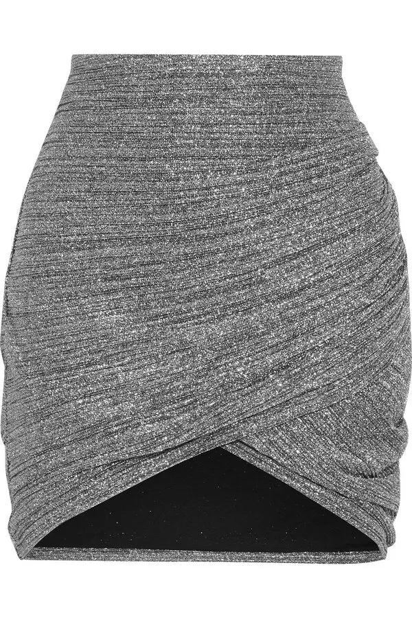 IRO PARIS Brendal Wrap-effect Lamé Mini Skirt