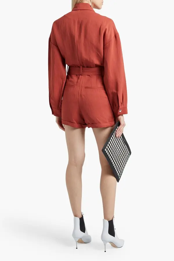 IRO PARIS Ambrocio Belted Twill Playsuit - Brick