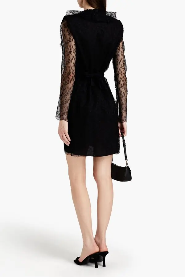 Philosophy Di Lorenzo Serafini Belted Ruffled Leavers Lace Dress In Black -  80% Off | Editorialist