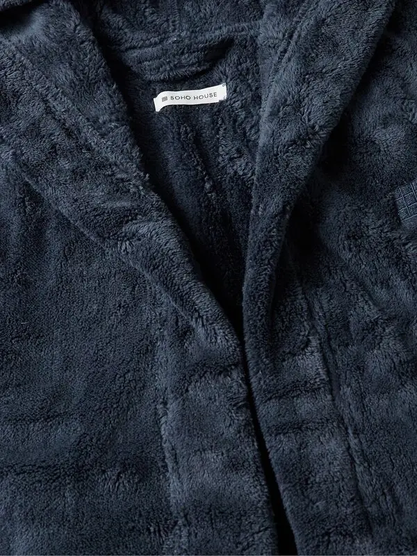 SOHO HOME Logo-embroidered Fleece Hooded Robe - Blue