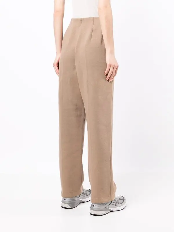 Enfold High-Waisted Wide-Leg Trousers In Brown - 40% Off