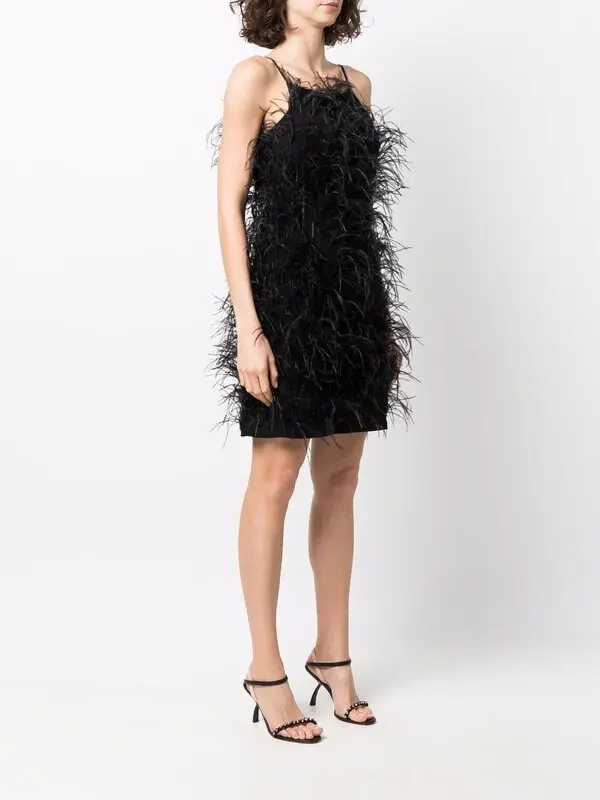 michael kors feather embroidered dress Michael Kors Feather-Embellished Mini Dress - Black