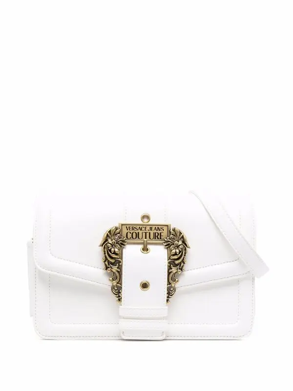 Versace Signature Buckle Shoulder Bag - White