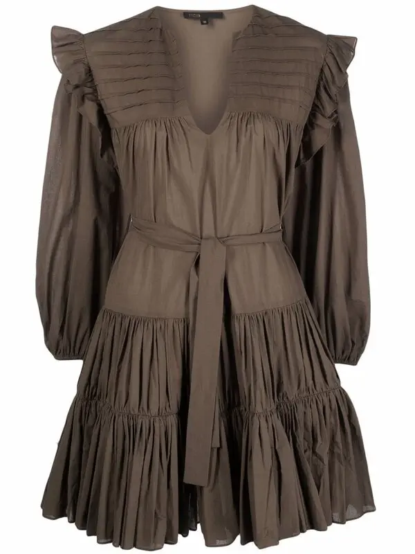 Maje Ruffled Puff-sleeve Dress