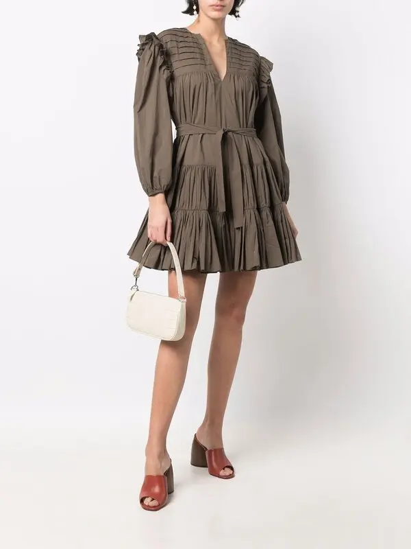 Maje Ruffled Puff-sleeve Dress