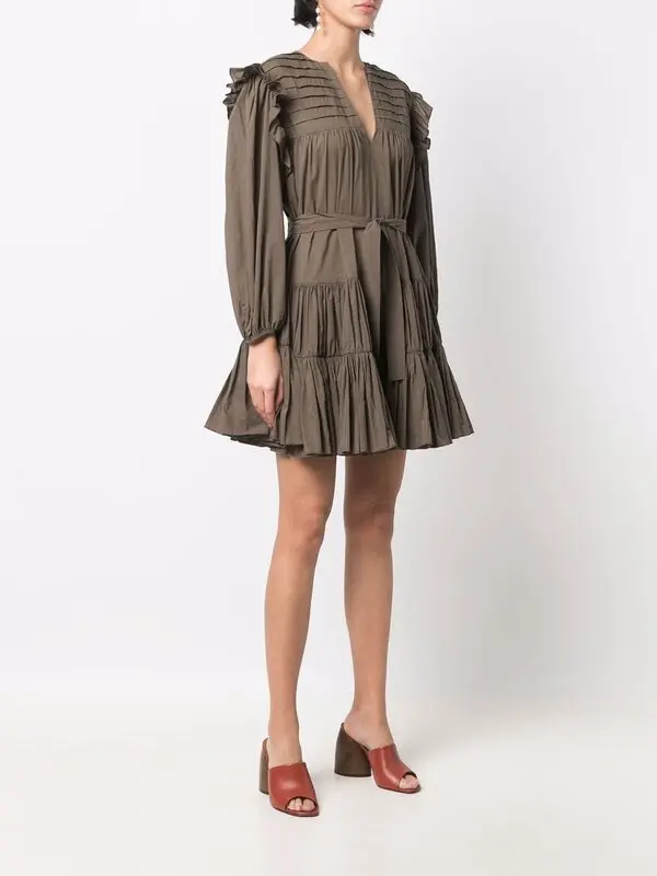 Maje Ruffled Puff-sleeve Dress