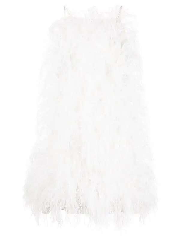 Cult Gaia Shannon Feather Mini Dress - White