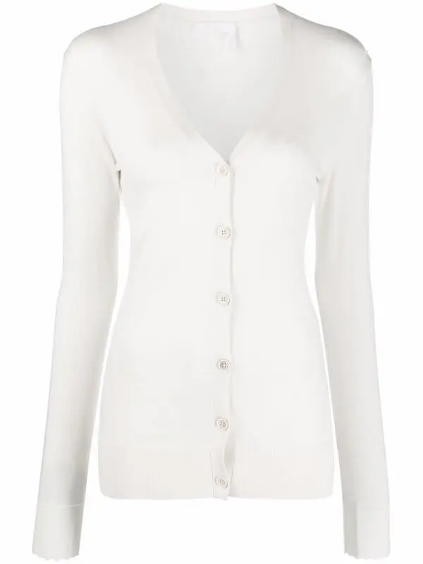 Chloé Scallop-cuff Wool Cardigan - Neutrals