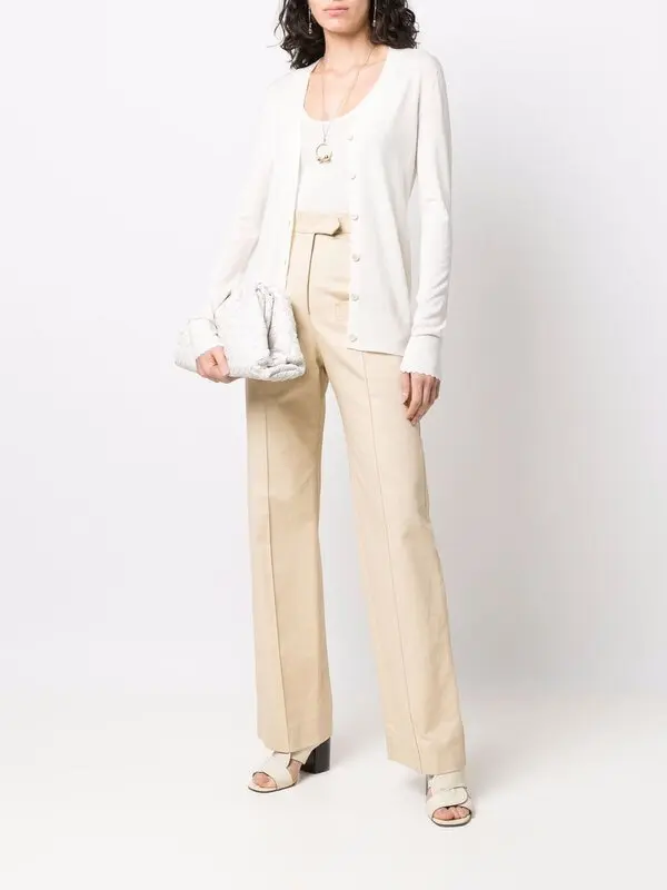 Chloé Scallop-cuff Wool Cardigan - Neutrals