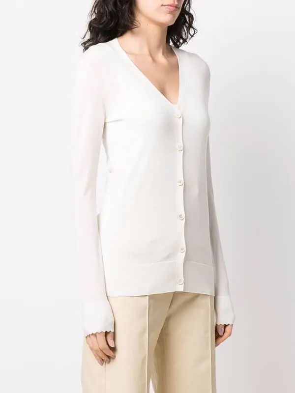 Chloé Scallop-cuff Wool Cardigan - Neutrals