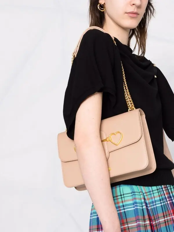 Moschino Heart Detail Shoulder Bag - Neutrals