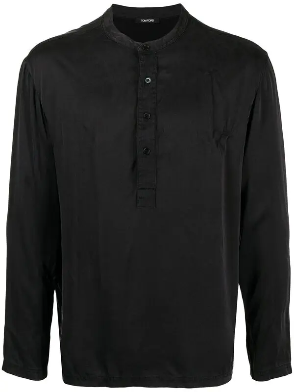 TOM FORD Henley Stretch-silk Loungewear Shirt - Black