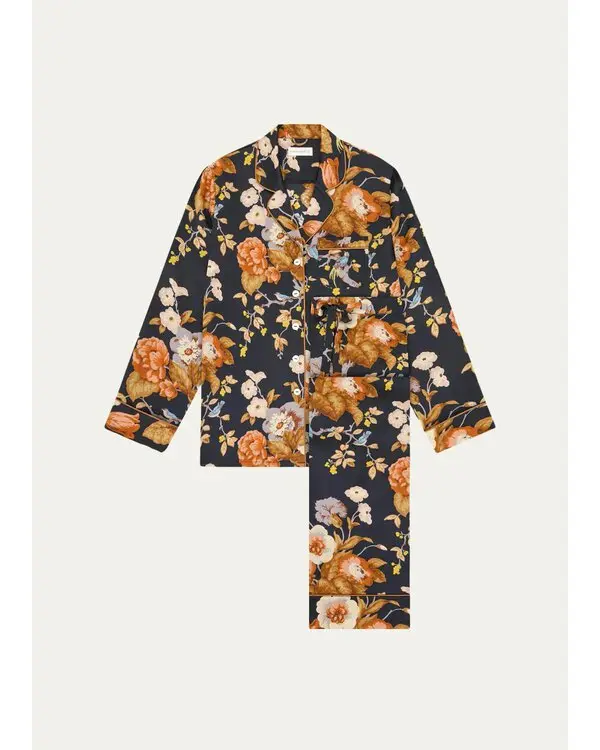 Olivia Von Halle Lila Floral-print Silk Pajama Set - Evora