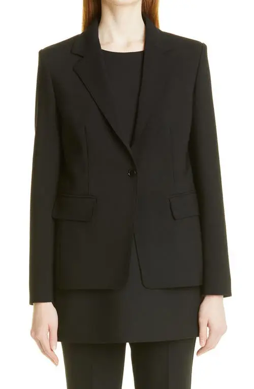 Max Mara Peplum Stretch Wool Jacket - Nero