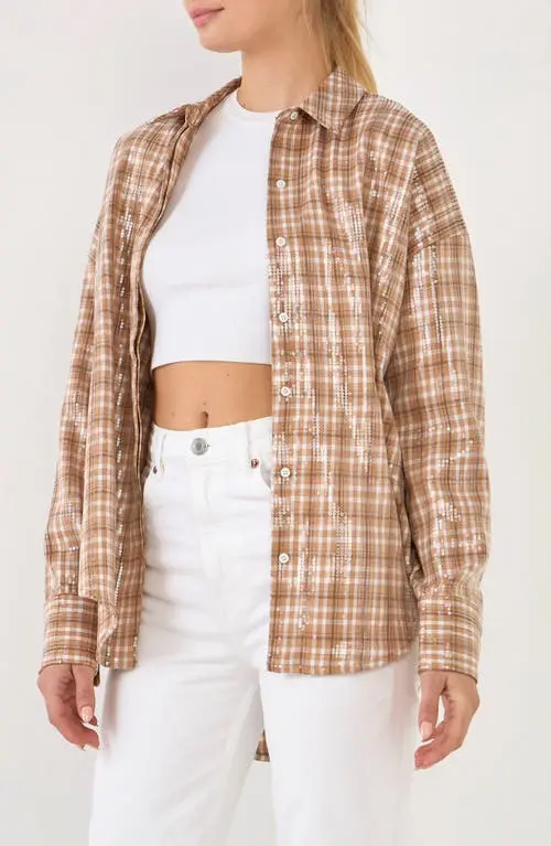 GREY LAB Plaid Sequin Shirt
