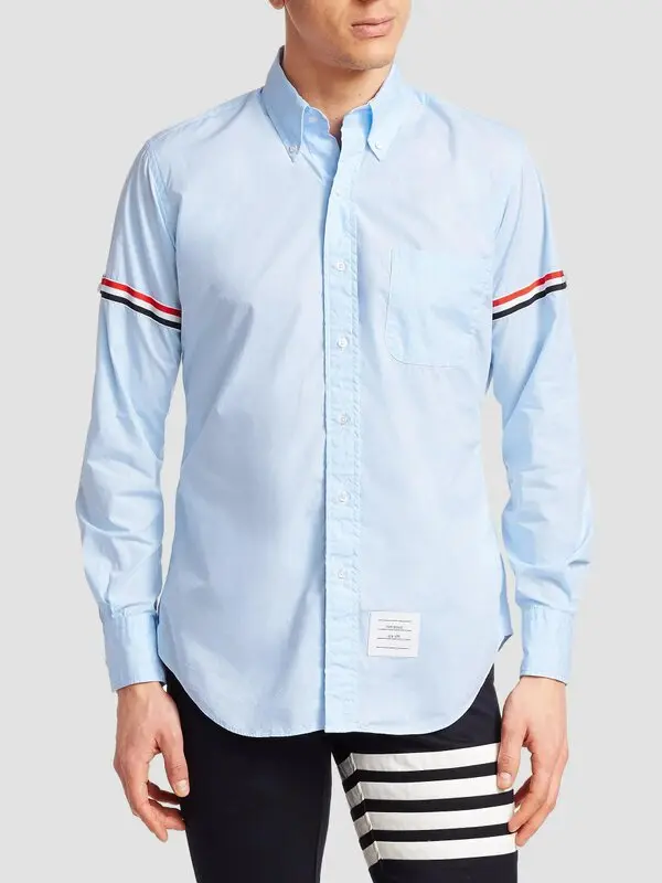 Thom Browne Button-down Two-toned Armband Button-down Shirt - Light Blue
